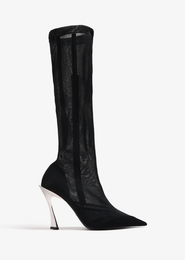 Mugler Mesh heel boots for Women - Black in UAE | Level Shoes