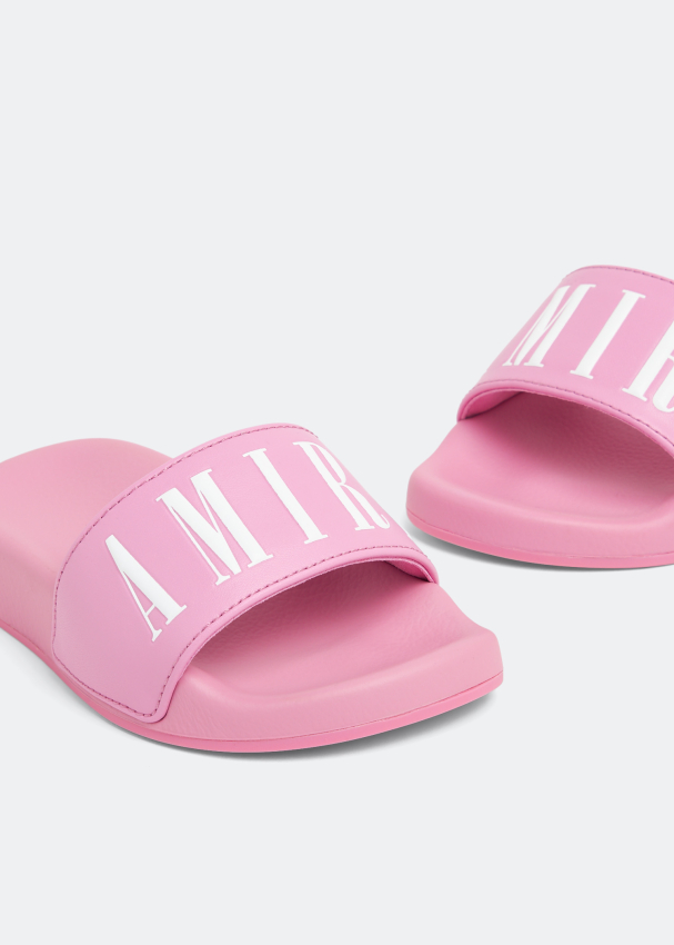 AMIRI Logo pool slides for Girl - Pink in Kuwait | Level Shoes