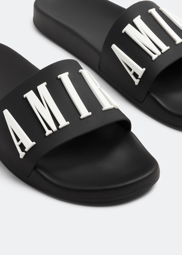 AMIRI Logo pool slides for Men - Black in UAE | Level Shoes