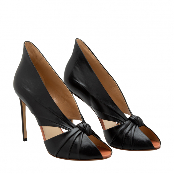 Francesco Russo Peep-toe leather pumps for Women - Black in UAE | Level ...