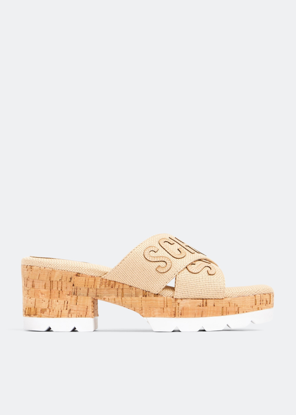 Schutz Logo mules for Women - Beige in KSA | Level Shoes