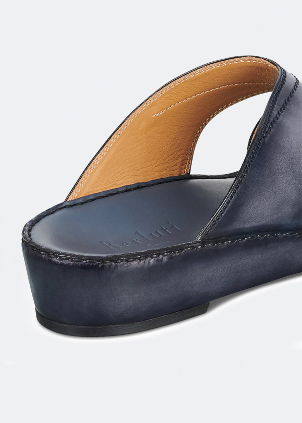 Berluti Dubai leather sandals for Men - Blue in UAE | Level Shoes