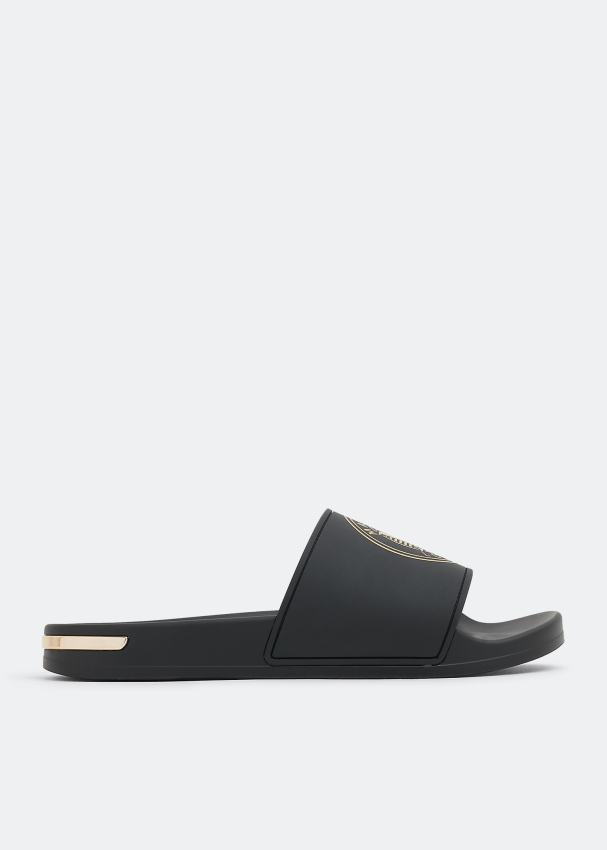 Mallet Barnsbury crest logo slides for Men - Black in UAE | Level Shoes