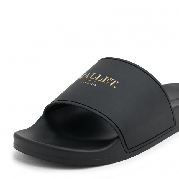 Mallet Original logo slides for Men - Black in KSA | Level Shoes