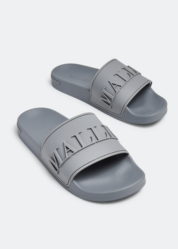 Mallet Split logo slides for Men - Grey in UAE | Level Shoes