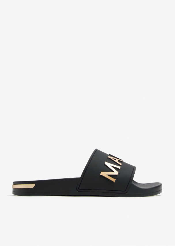 Mallet Serif logo slides for Men - Black in UAE | Level Shoes
