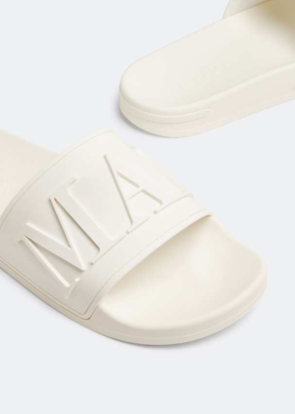 Mallet Split logo slides for Men - White in KSA | Level Shoes