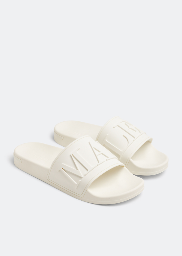 Mallet Split logo slides for Men - White in KSA | Level Shoes