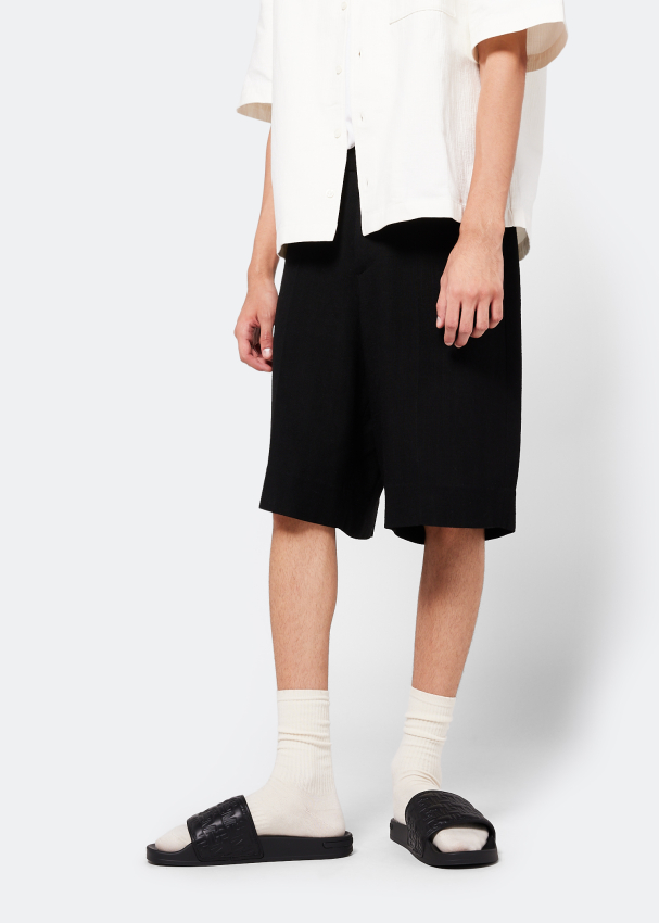 Mallet Grid Midnight leather slides for Men - Black in UAE | Level Shoes