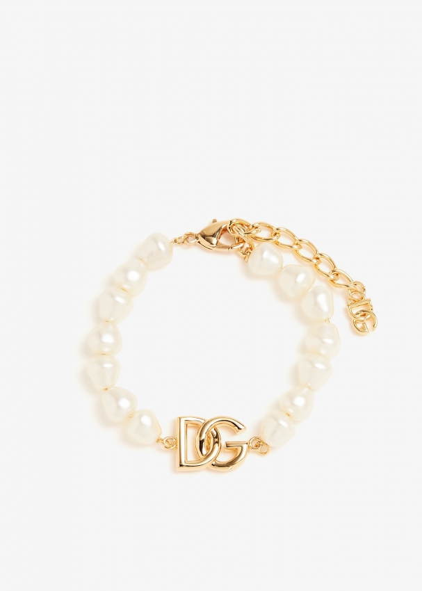 Dolce&Gabbana Pearls and DG logo link bracelet for Women - White in UAE ...