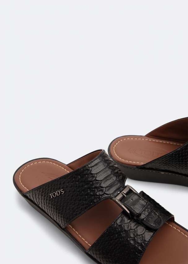 Tod's Python print leather sandals for Men - Black in Bahrain | Level Shoes