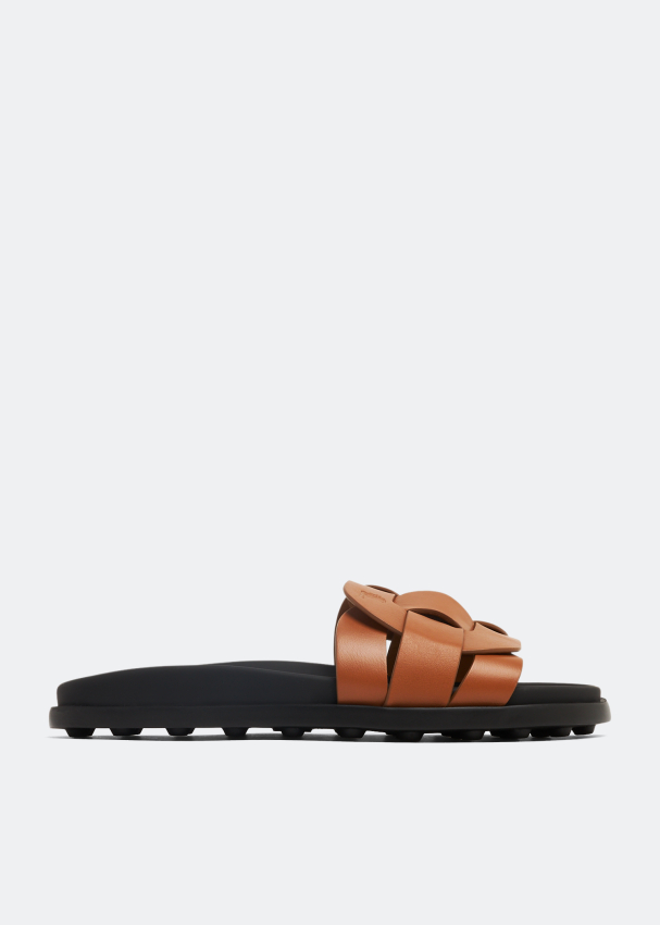 Tod's Woven leather slides for Women - Brown in UAE | Level Shoes