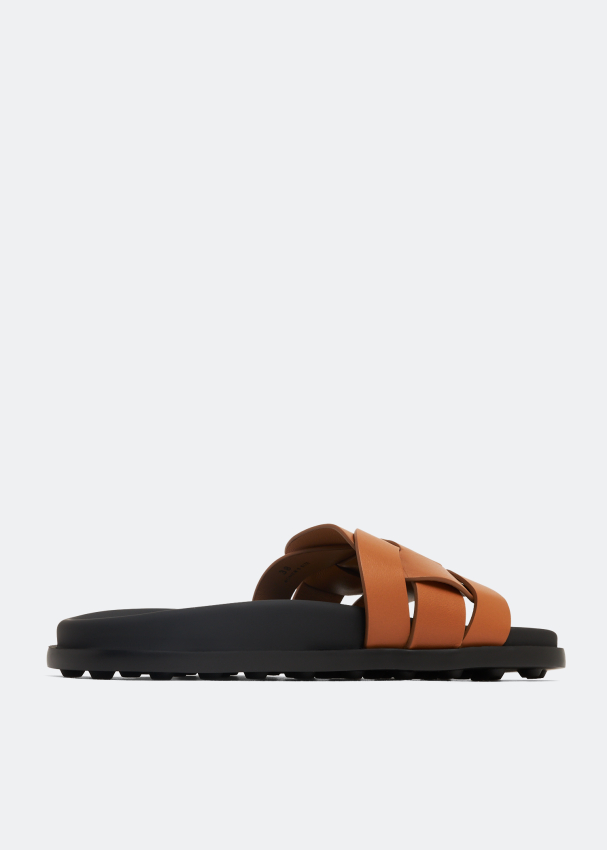 Tod's Woven leather slides for Women - Brown in UAE | Level Shoes